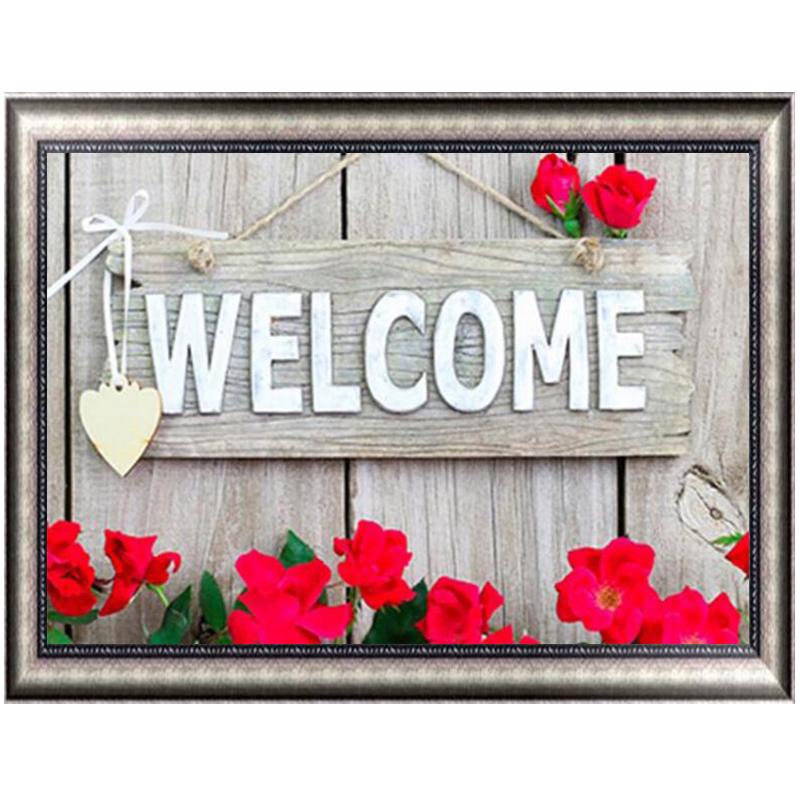 Buy Full Round DIY 5D Diamond Painting Welcome Diamond Embroidery ...