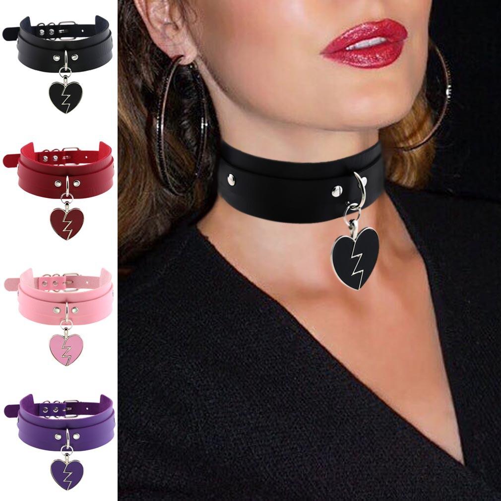 Buy Harajuku Rock Lightning Peach Heart Pendant Collar Neckband ...