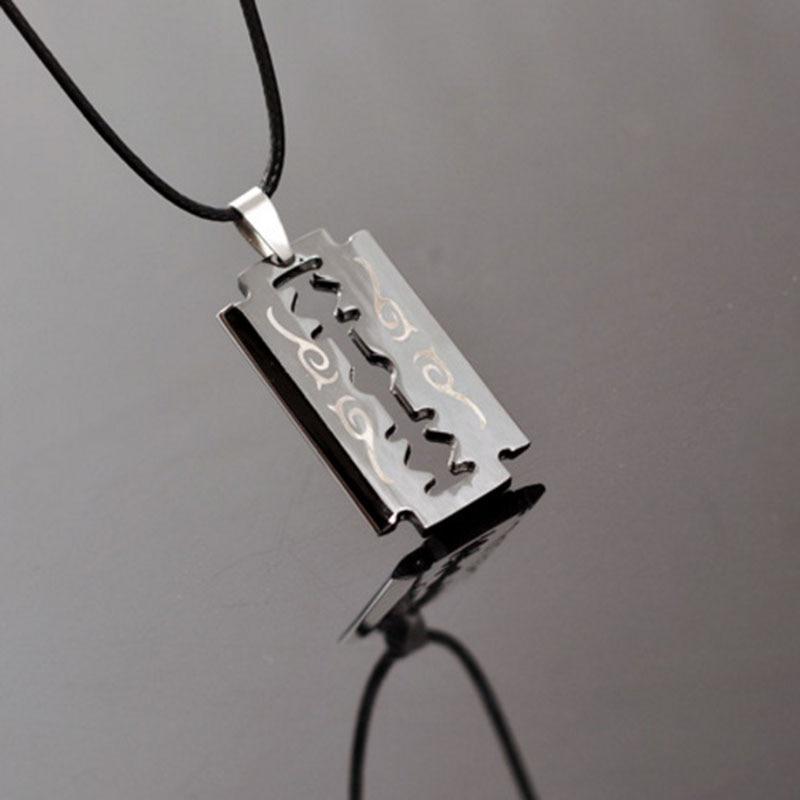 Buy Punk Stainless Steel Razor Blades Shaped Pendant Necklace for Men ...