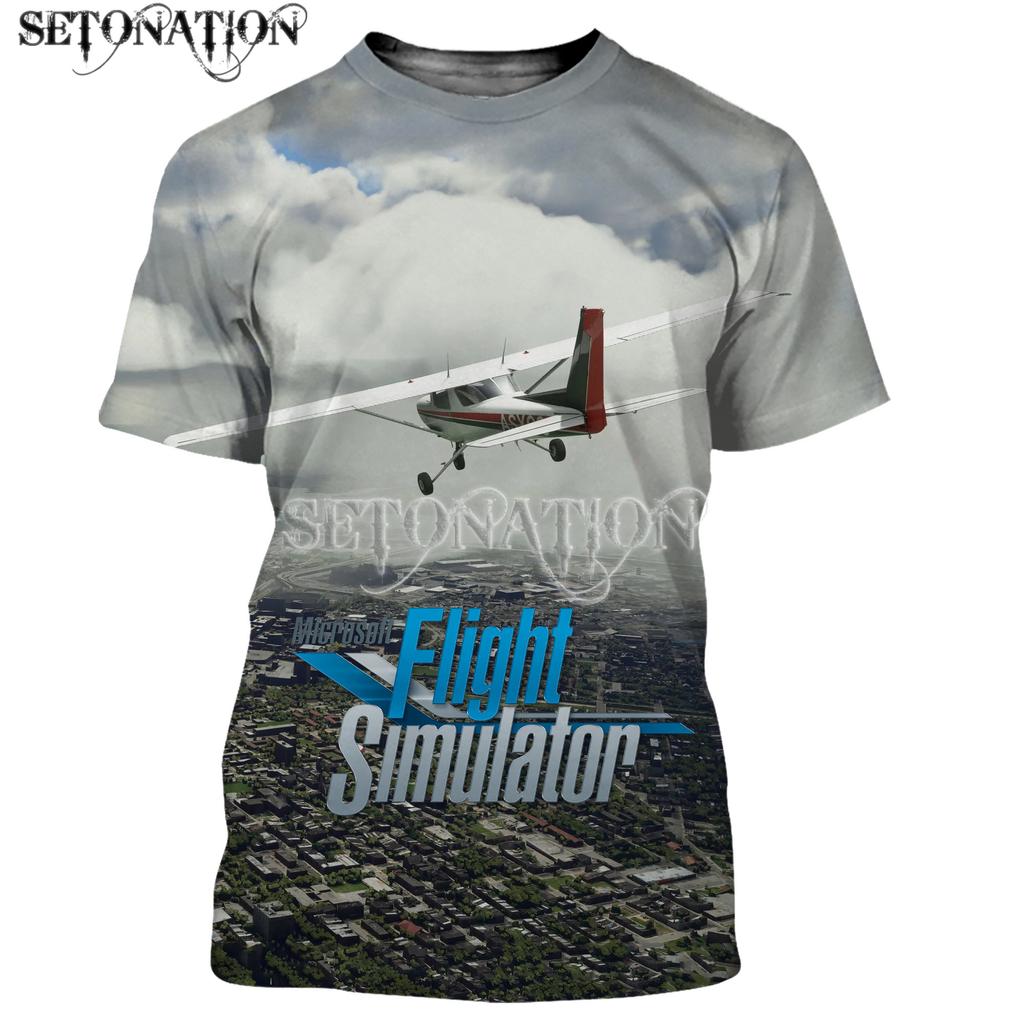 Buy Flight Simulator men 3d High Quality Printed T -Shirts Casual Style ...