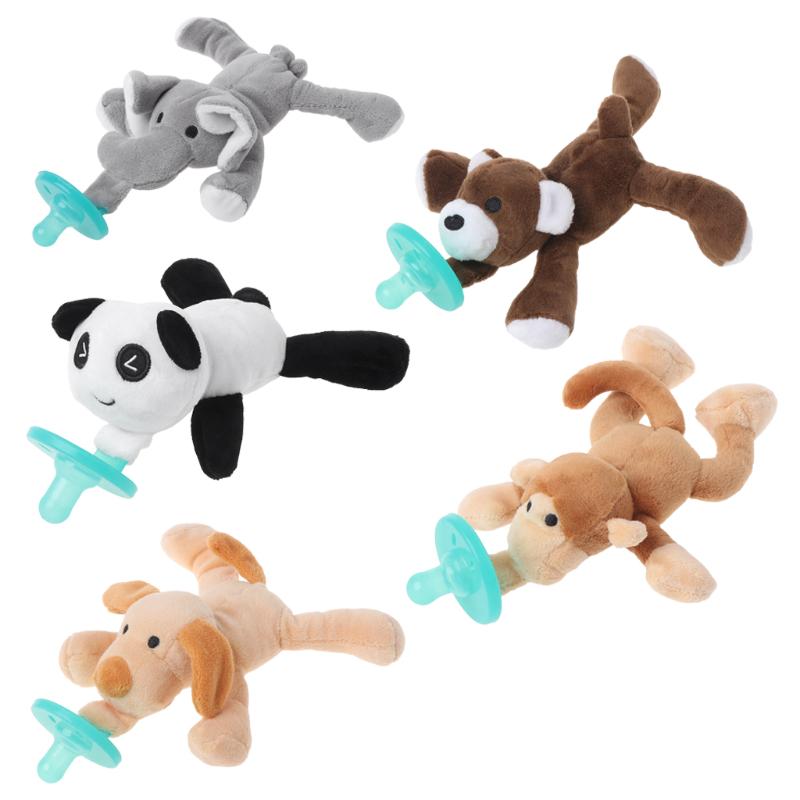 Baby Pacifier Silicone With Plush Toy Animal BPA Free Soft Nipple ...