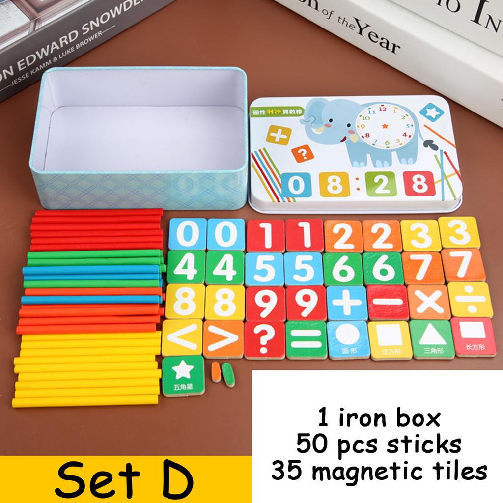 Buy Montessori Magnetic Iron Box Digital Clock Math Toy Number Counting ...