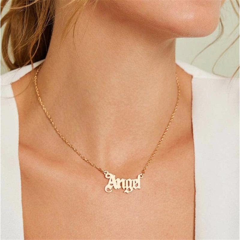 Fashion Letter Angel Pendant Necklace Charm Necklace for Women Girl ...