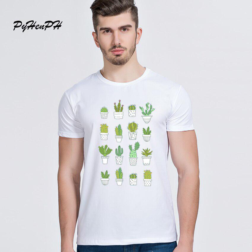 Buy New Men S Cactus Print T Shirt Summer Casual Potted Design Tops ...