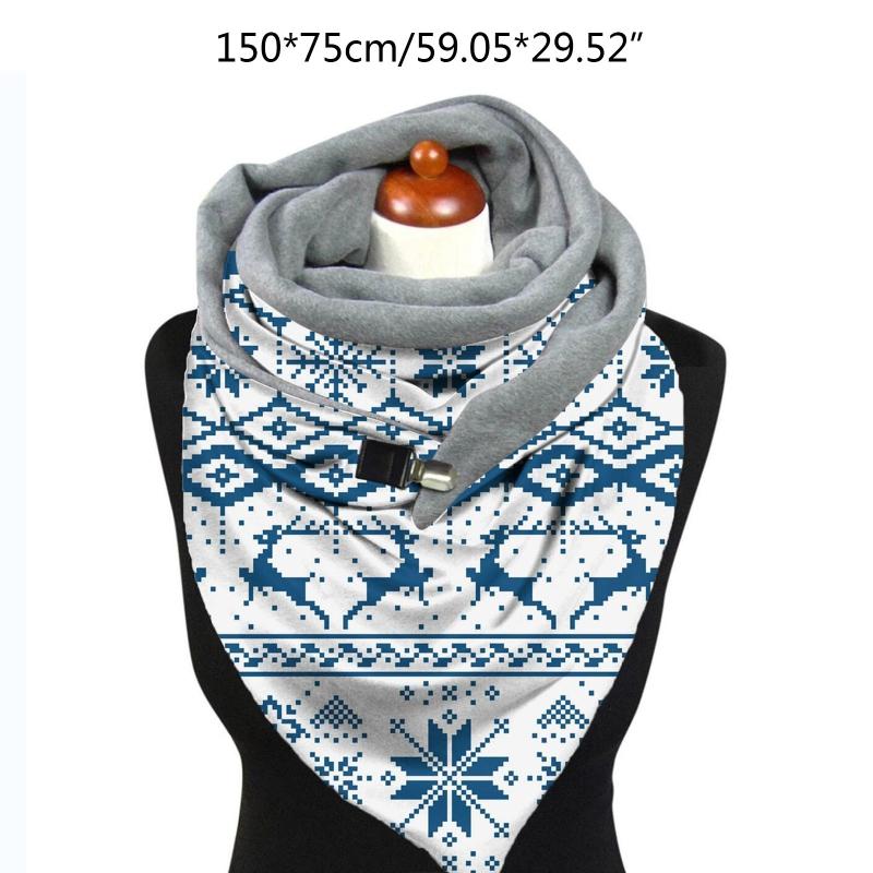 Buy Fashion Women Winter Warm Scarf Christmas Elk Snowflake Print Neck ...