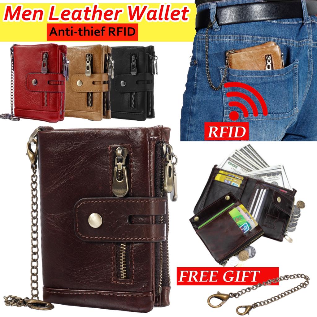 Rfid Anti-thief Men Leather Wallets Vintage Business Card Holder Coin ...