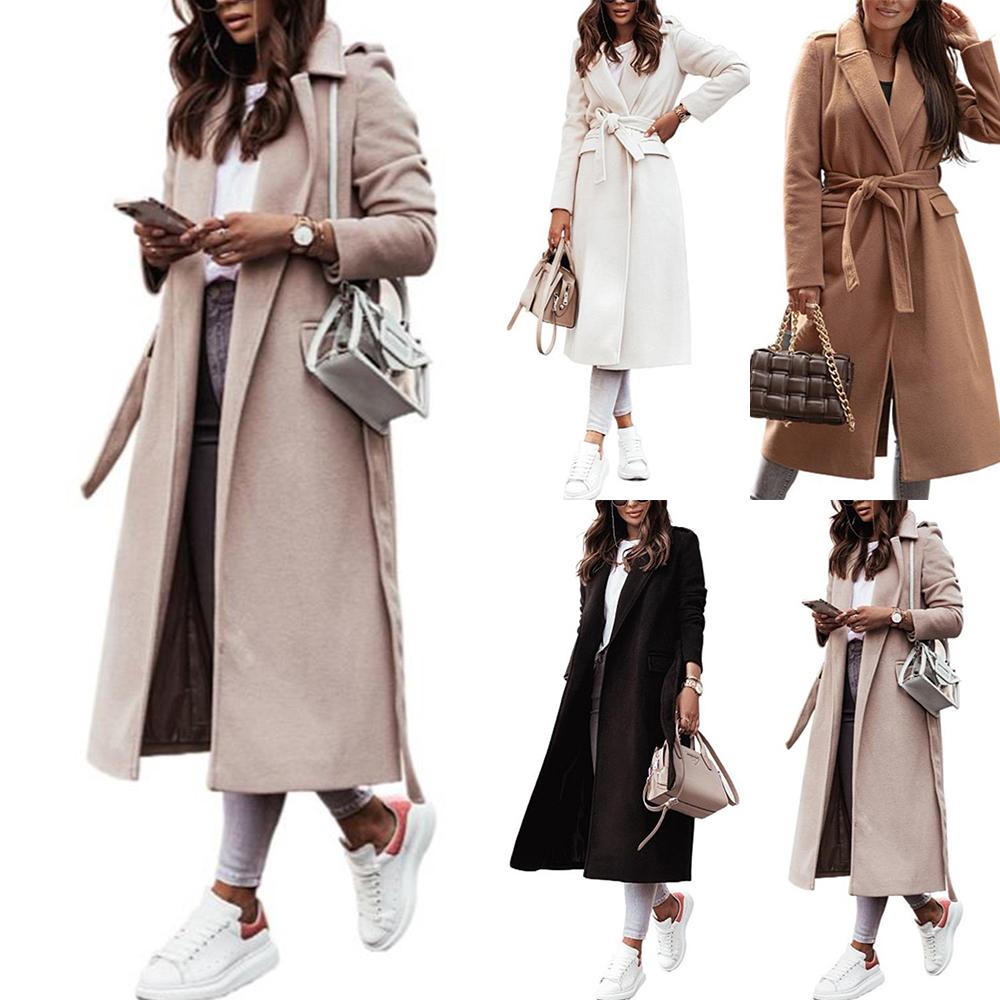 Buy Fashion Womens Winter Warm Overcoat Ladies Casual Lace Up Lapel ...