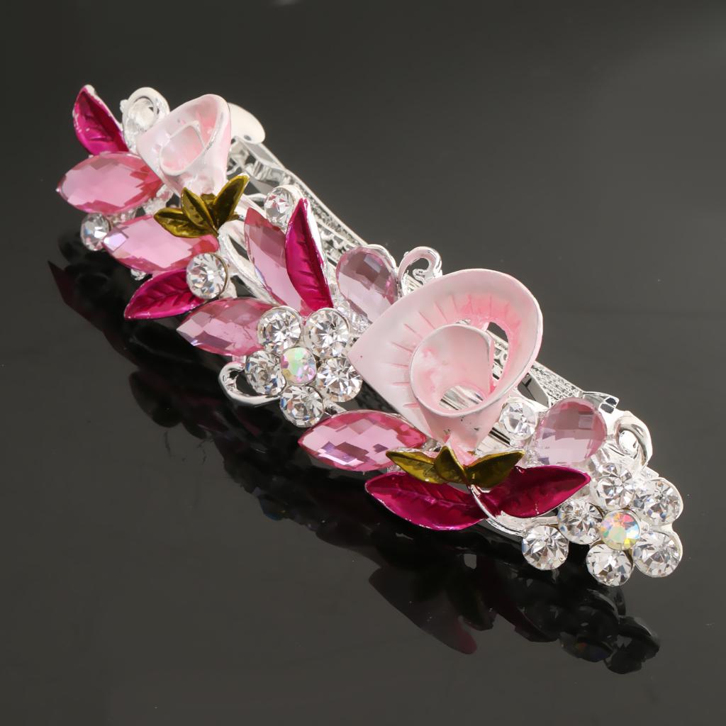 Crystal Rhinestone Hair Clip Flower Barrette Clamp Hairpin Pink uygun ...
