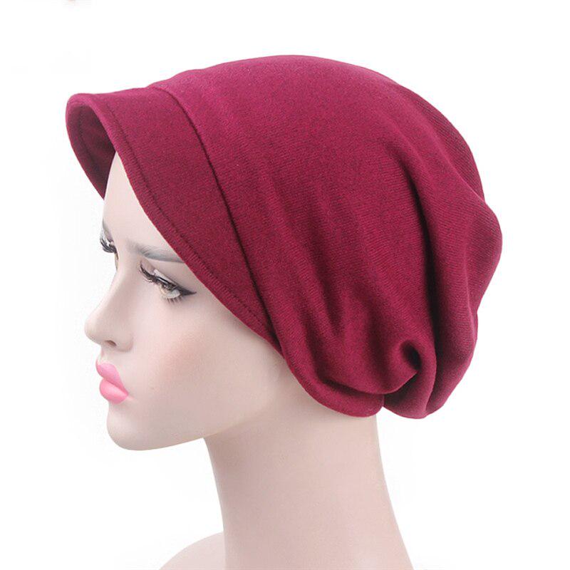 Buy Solid Color Brim Hat Heap Hats Warmer Knitting Colorful Ladies ...
