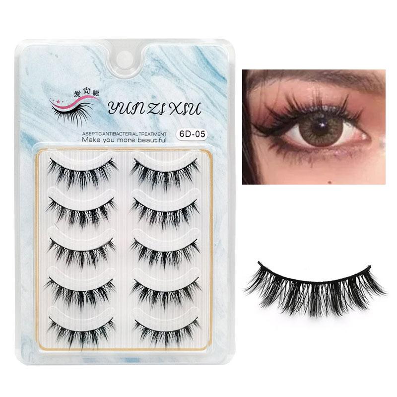 Buy 3D Thick False Eyelashes 5 Pairs Wispy Fluffy Long Makeup Lashes ...