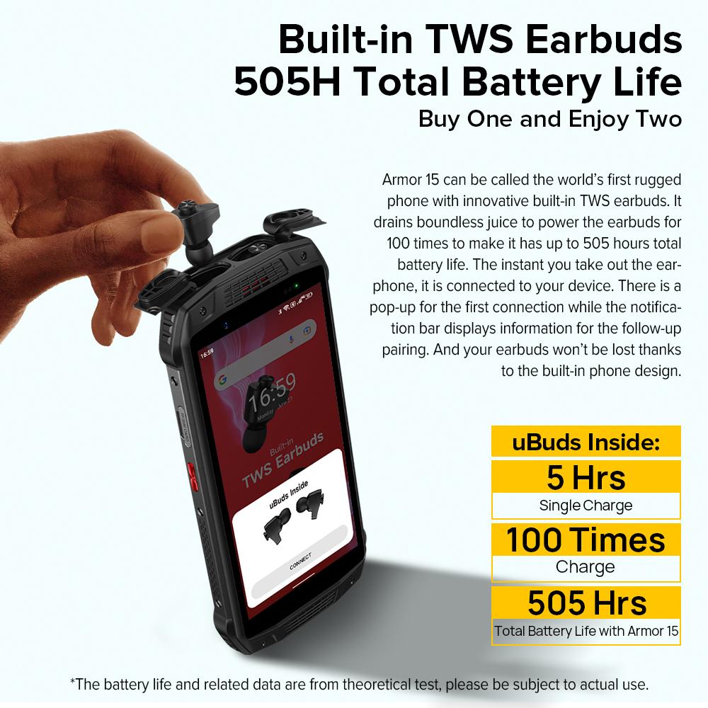 Cheap Ulefone Armor 15 Rugged Phone Android 12 Built-in TWS Earbuds ...