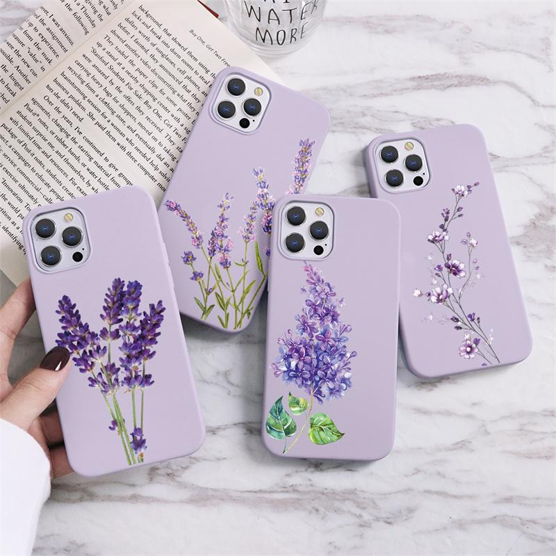 Buy Purple Lavender Soft Case for iPhone 12 11 Pro Max XR Samsung A52 ...