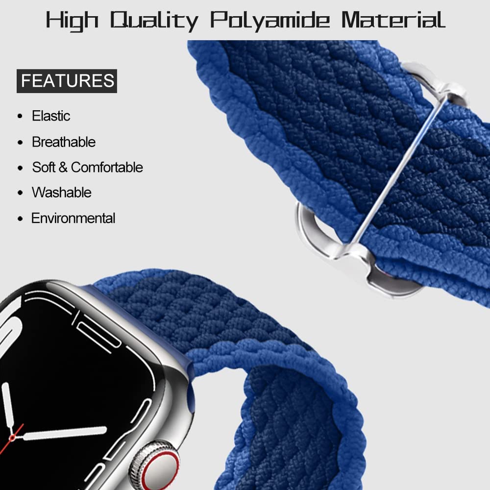 Buy Fabric Braided Solo Loop Nylon Strap For Apple Watch 7 SE 6 Band ...