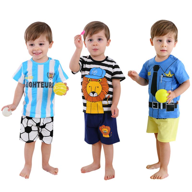 Buy Kids Boys Girls Casual Cartoon Pattern Short Sleeve Tops Shorts Set ...