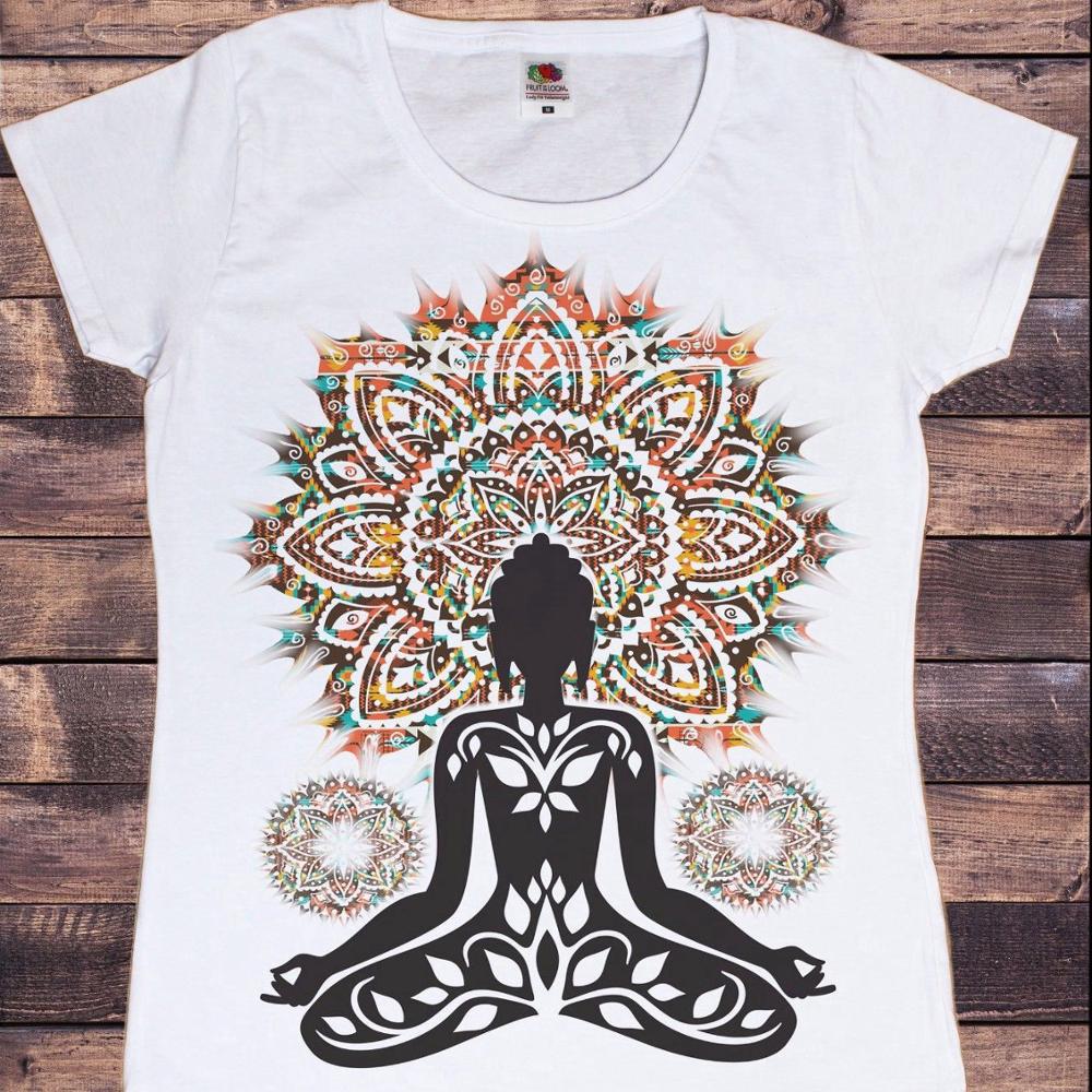 Cheap Zen Hobo Boho Paix T-Shirt Women Buddha Chakra Meditation Print ...