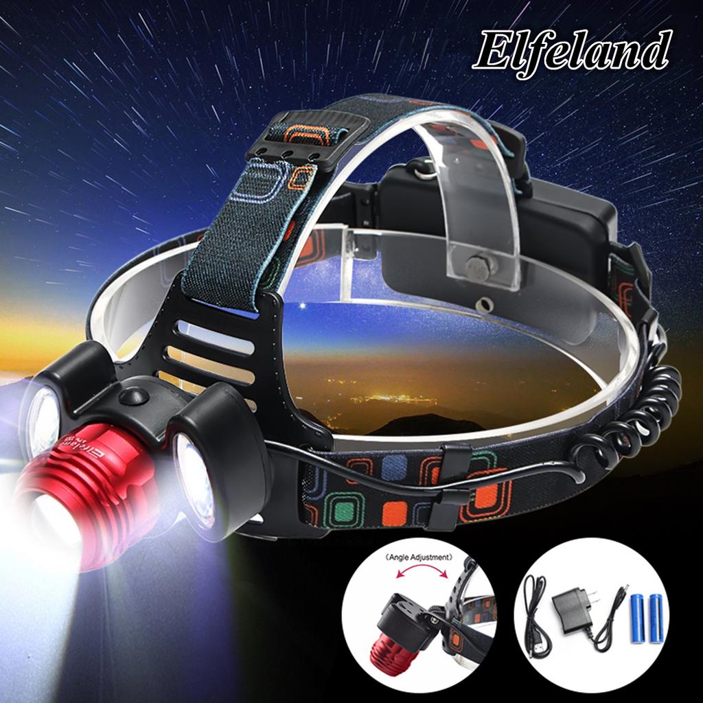 Buy Elfeland 30000Lm 3x T6 LED USB Rechargeable Headlamp Headlight ...