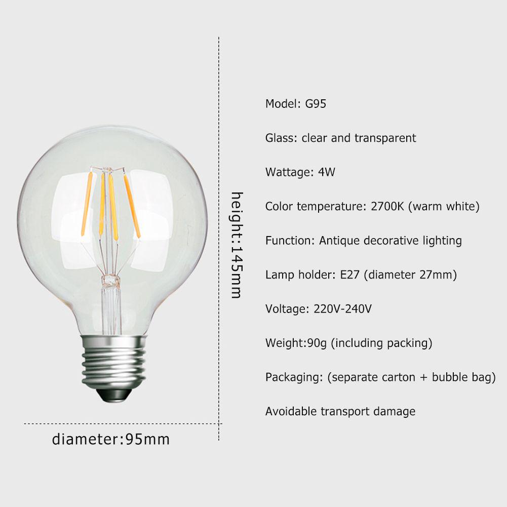 E27 Screw 4W LED Filament Edison Light Bulb Retro Vintage Squirrel Cage ...