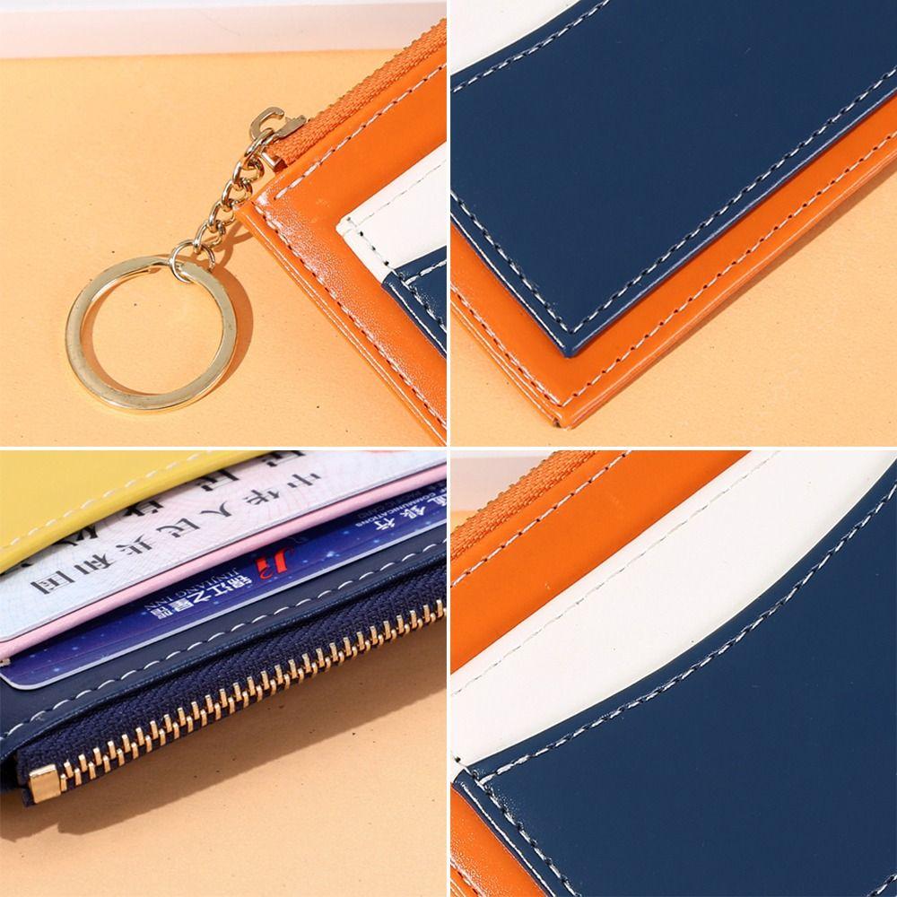 Cheap Fashion Zipper Solid Color PU Leather Credit Card Holder Coin ...