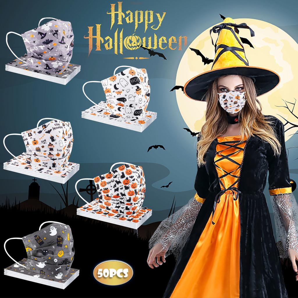 Buy 50Pcs Adult Halloween Disposable_Face_Mask For Party Decorations ...