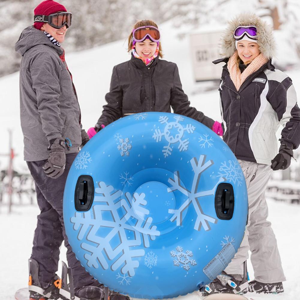 120cm PVC Inflatable Ski Circle w/ Handle Durable Adult Kid Snow Sled ...