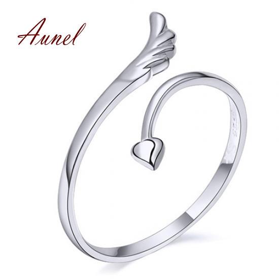 Women Angel Wings Love Heart Gift Jewelry Opening Finger Ring uygun ...