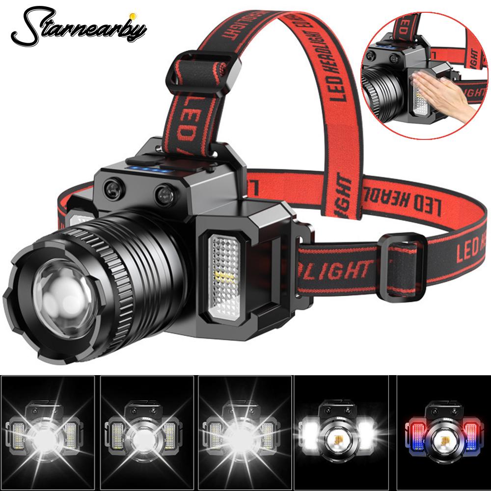 Satın alın Hxp50 +Cob Led Headlamp Waving Sensor Headlight Rotary Zoom ...
