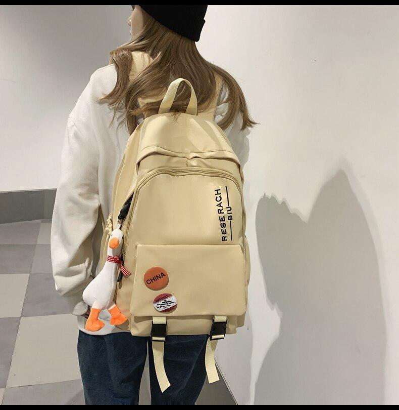 Buy Women Backpack Nylon Button Backpack for Men Laptop Bag College ...