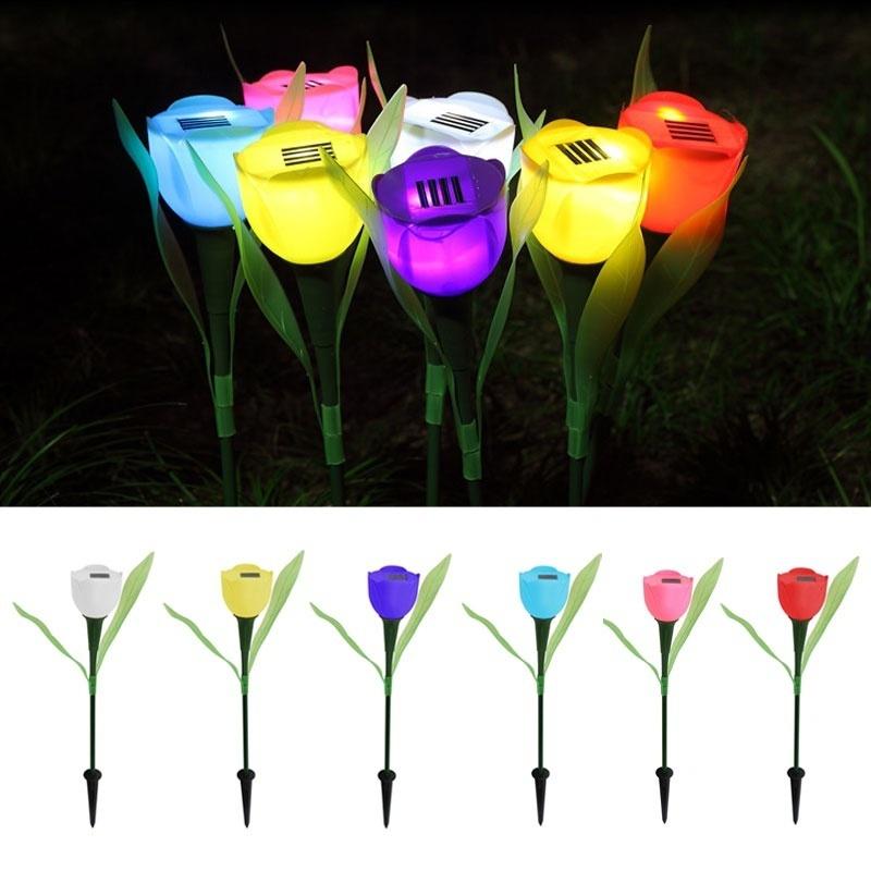Buy Outdoor Solar Powered Tulip Flower LED Light Yard Garden Path Way ...