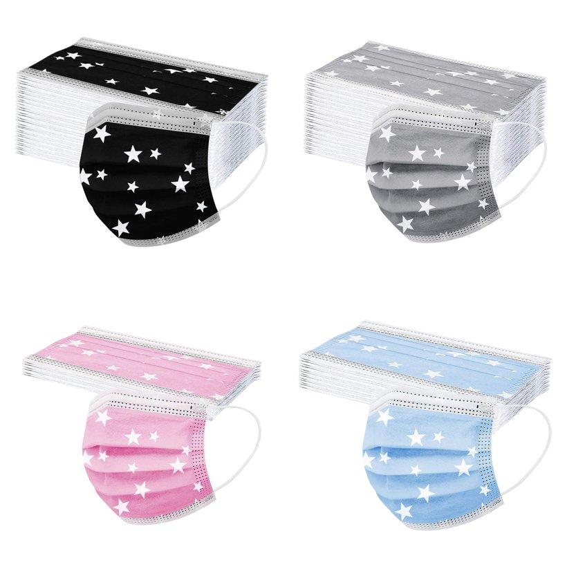 Buy 50pcs Five-pointed Star Printing Spunlace Cloth Disposable Mask ...