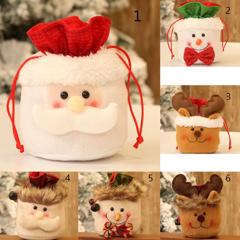 Buy Snowman Candy Elk Christmas Bags Cloth Gift Drawstring Bags Cute ...