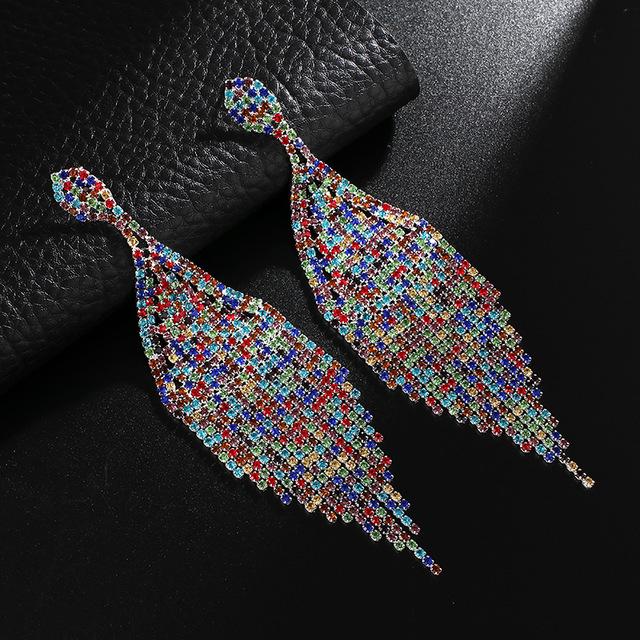 Buy Crystal Diamante Rhinestone Long Tassel Earrings Drop Dangle Big