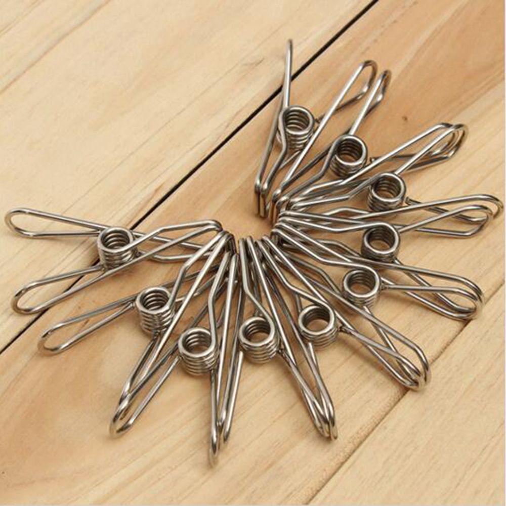 Buy Hanger Stainless Steel Holder Rack Silver 20Pcs Spring Clamps Socks ...