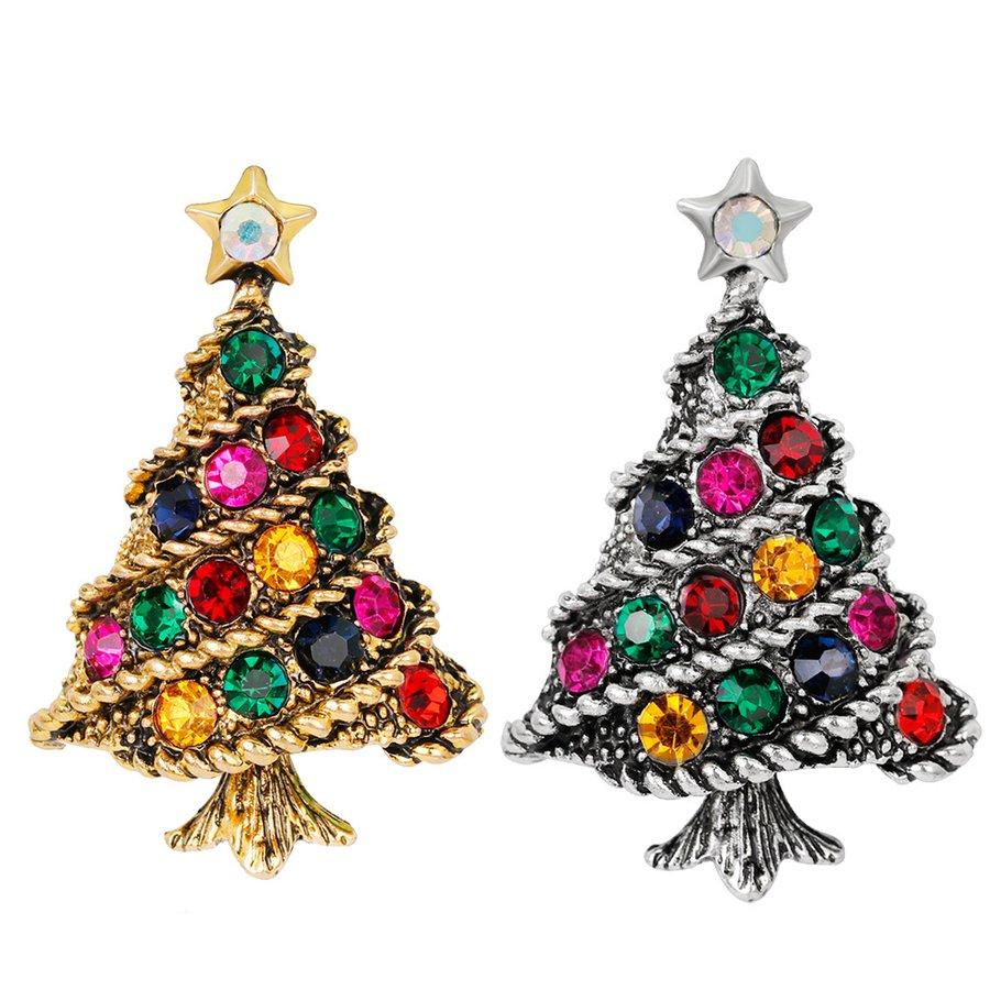 Buy DSF Female Alloy Christmas Tree Shape Brooch Plating Christmas Tree ...