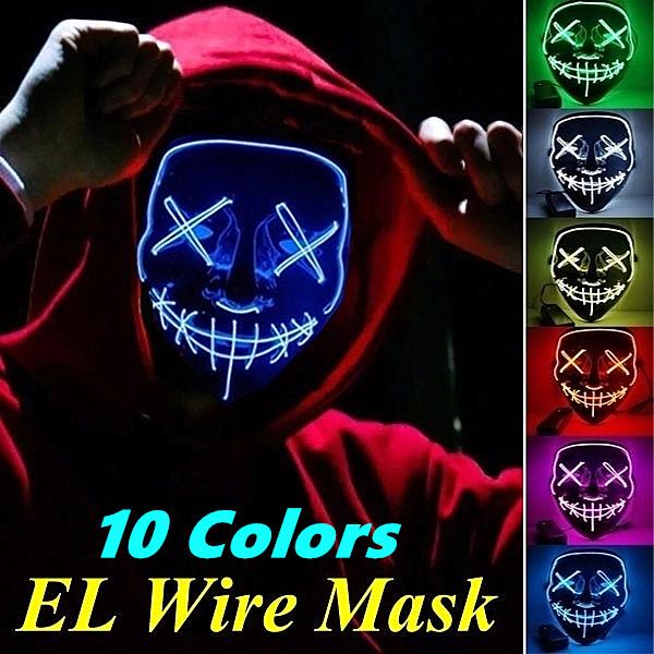 EL Wire Mask Halloween Mask LED Light Up Party Neon Masks Festival ...