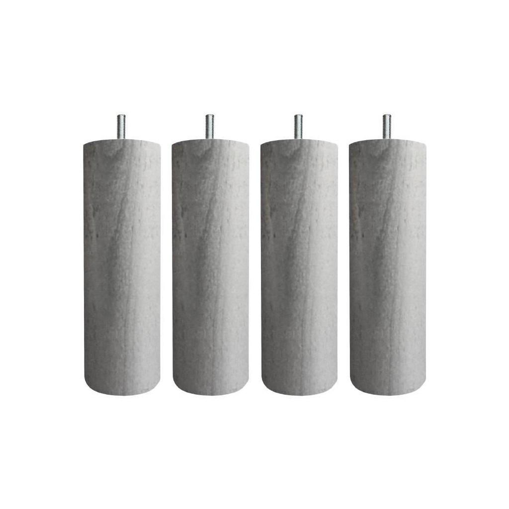 Buy Set of Cylindrical Legs Ø 6.2 Cm H 24.5 Cm Metal Gray - Set of 4 at ...