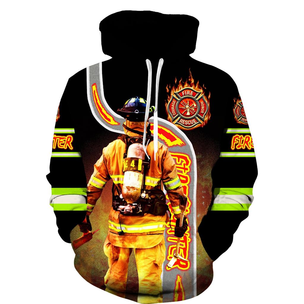 Buy 3D Firefighter Hoodie Mens Cool Firemen Hero Printed Sweatshirt ...