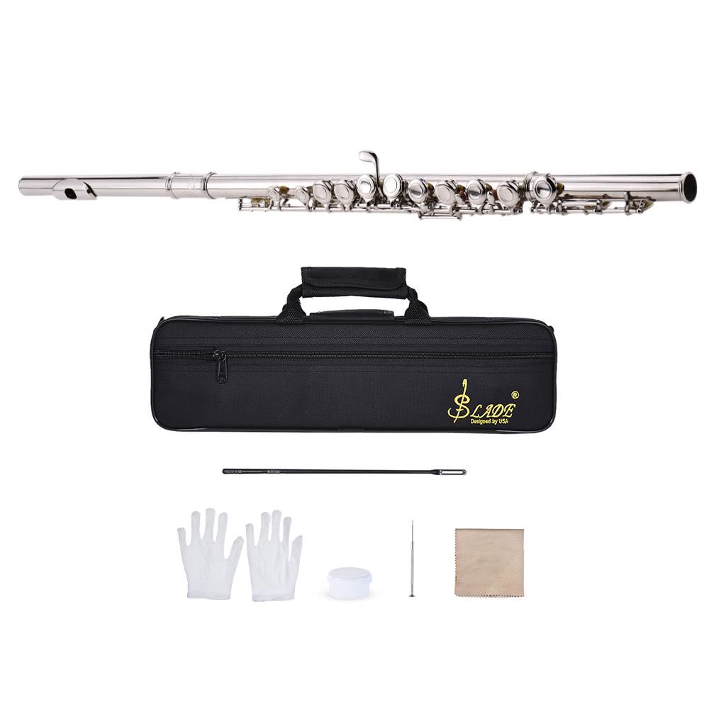Buy Western Concert Flute Silver Plated 16 Holes C Key Cupronickel ...