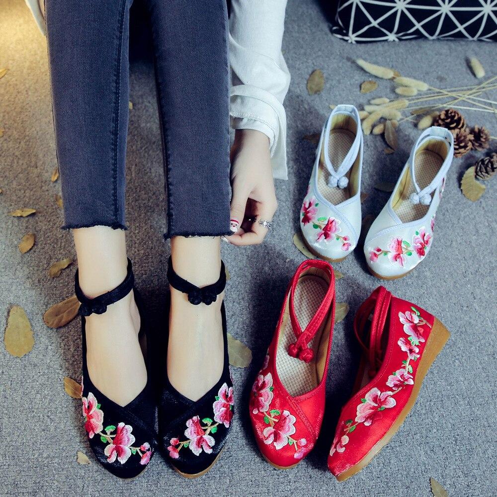 Buy Retro High End Flower Embroidered Ladies Cotton Fabric Shoes Ankle ...