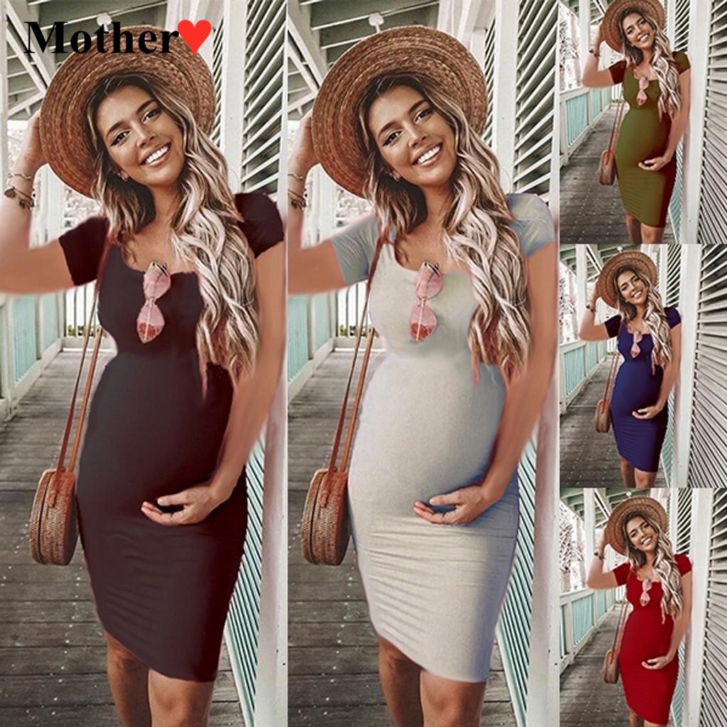 Buy Motherlove Maternity Pregnanty Dress Women's O-Neck Short Sleeve ...
