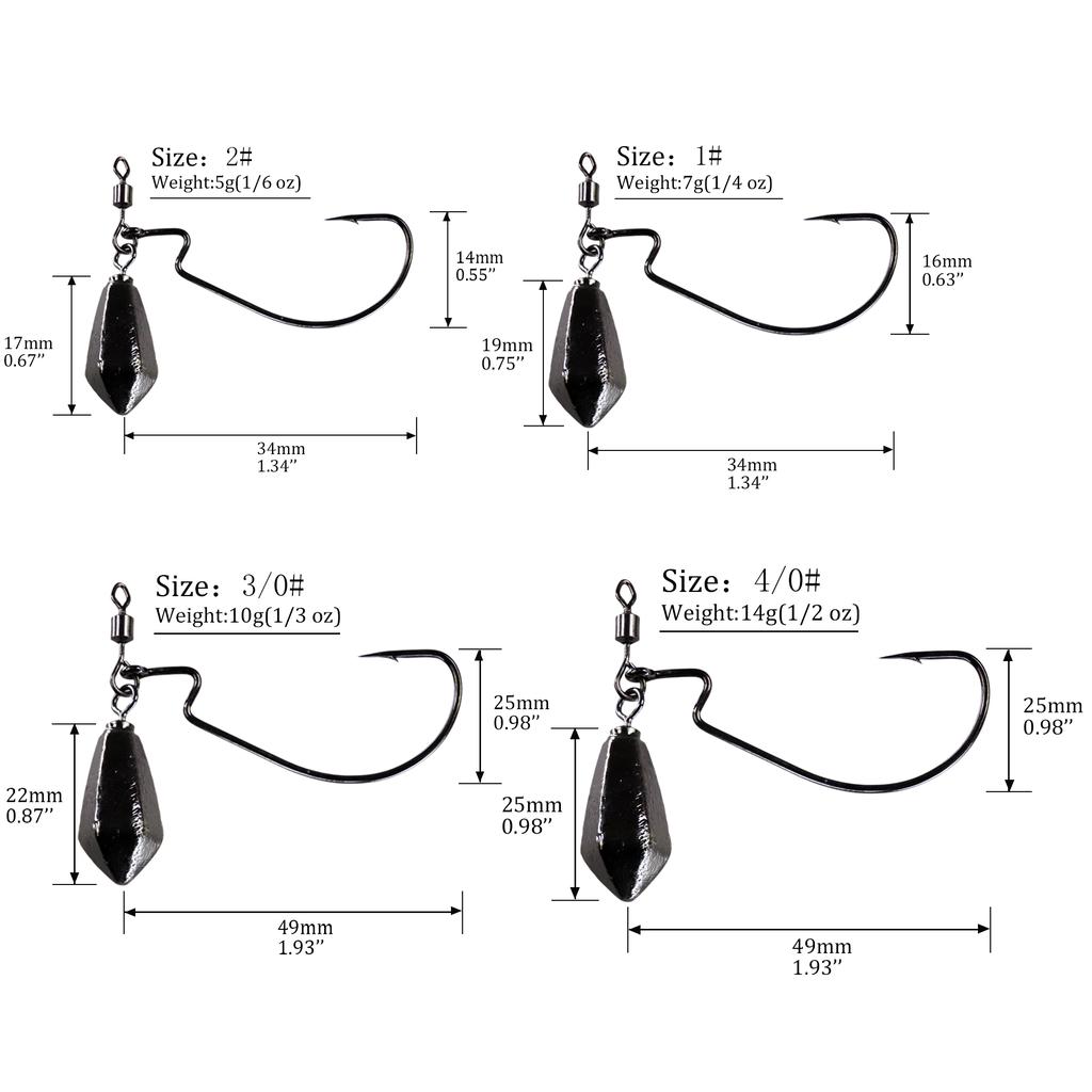 Buy 1 Pack Offset Hooks with Weight 5g 7g 10g 14g Wide Crank Offset ...