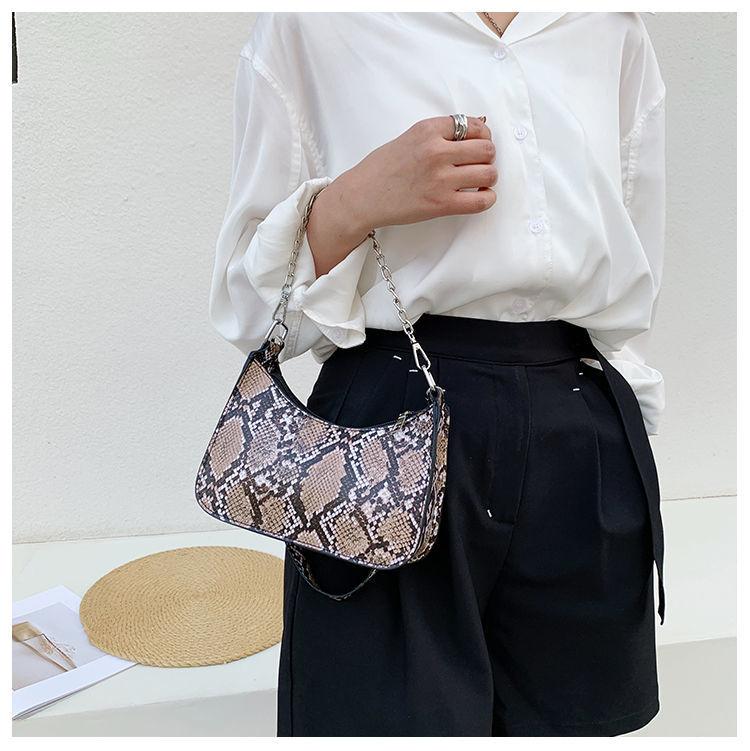Buy Retro Snake Pattern Casual Hong Kong Style Baguette Bag 2021 Summer ...