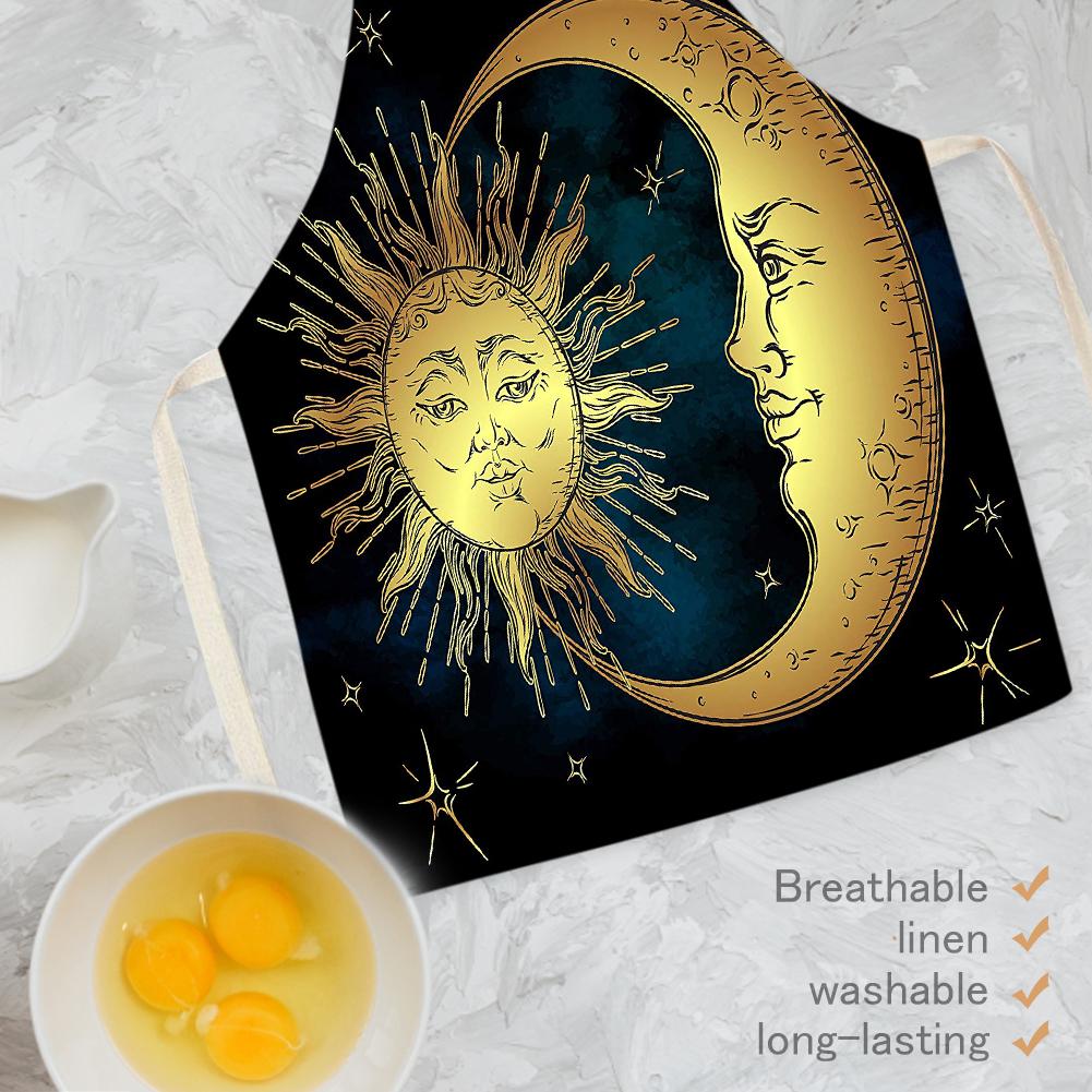 Cheap Moon Sun Printed Kitchen Apron Home Cook Baking Kid Adult Wear ...