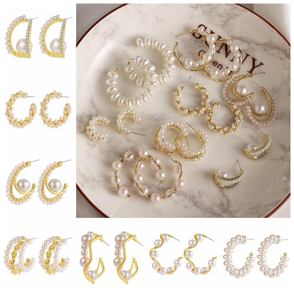 Women's Fashion Earrings Simple Double Twist Ring Jewelry Personalized ...