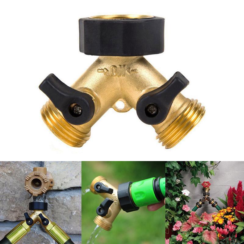 2 Way Water Pipe Connector Y Shape 3/4Inch Valve Faucet Taps Garden ...