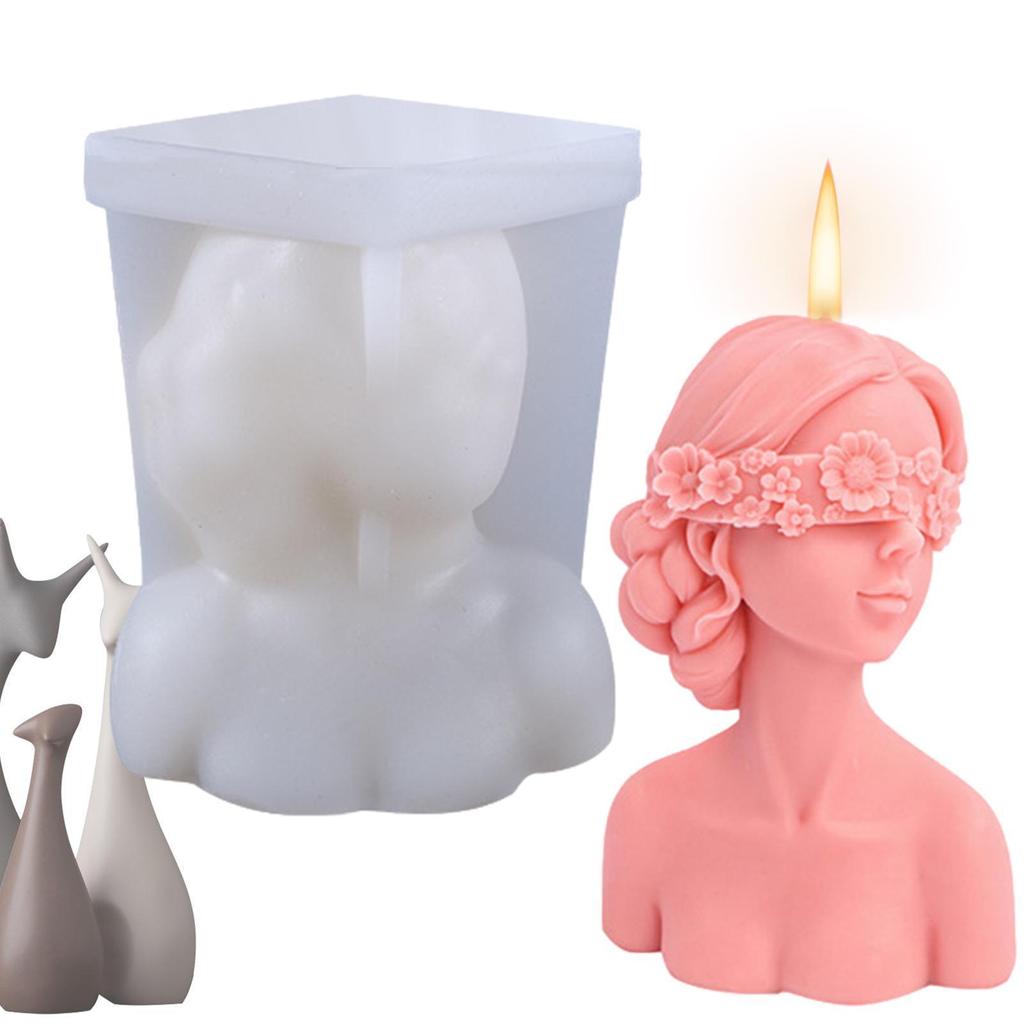 Cheap Girl Bust Molds Silicone | Flower Blindfolded Girl Handmade Soap ...
