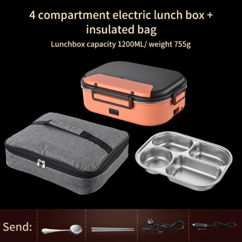 Cheap Electric Heated Lunch Boxes Stainless Steel Food Insulation Bento ...