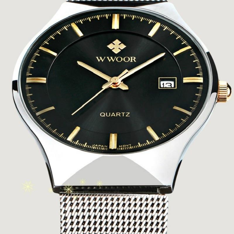 Buy Wwoor Sports Quartz Watch Stainless Steel Bracelet Ultra Thin Date ...