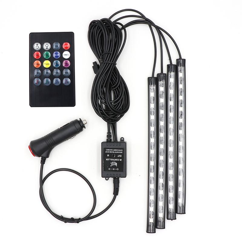 LED Car Foot Light Ambient Lamp With USB Wireless Remote Music Control ...