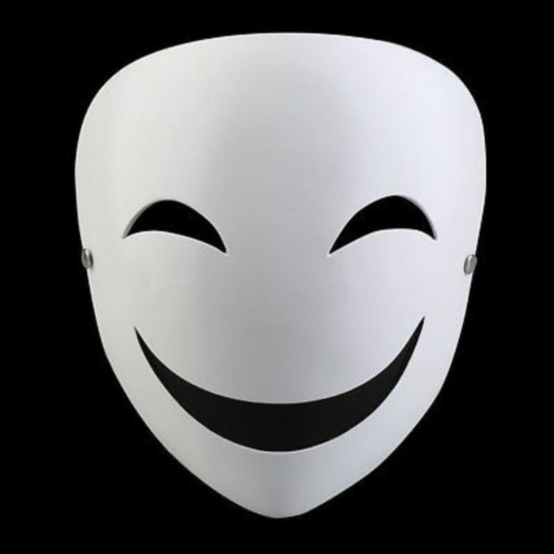 Buy Halloween White Smile Face Resin Scary Masks Black Bullet Cosplay ...