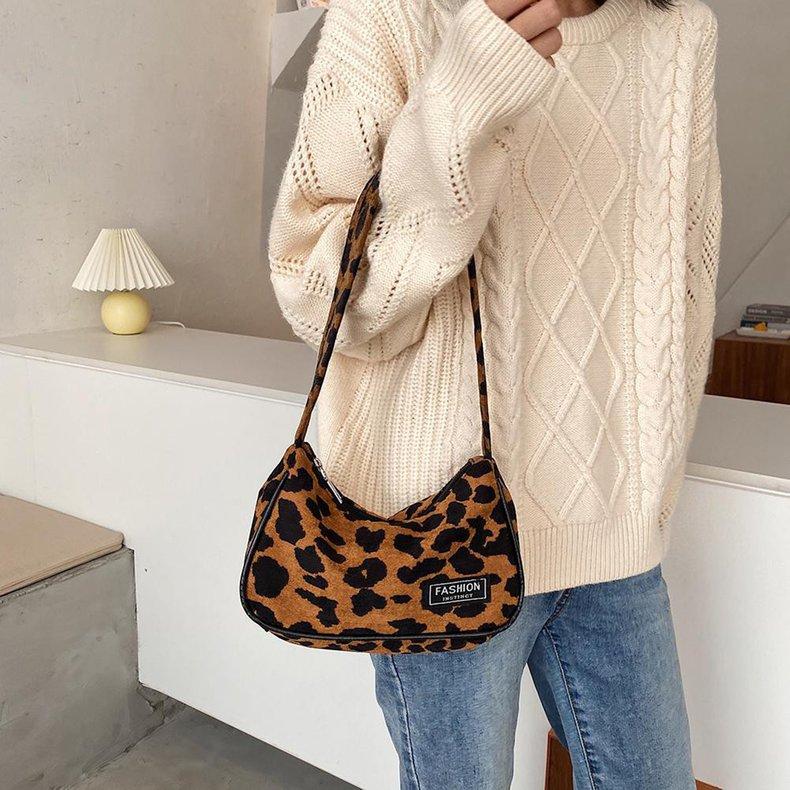 Buy BMS Hong Kong Style Retro Leopard Print Shoulder Tote Bag Versatile ...